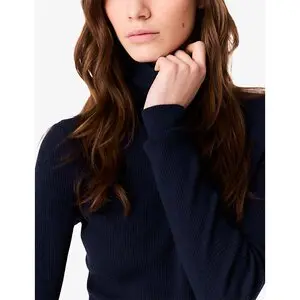 Maje High-neck Slim-fit Wool And Silk Jumper