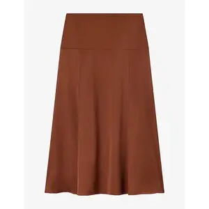 Whistles Flowy Panel-waist Satin Midi Skirt - Brown