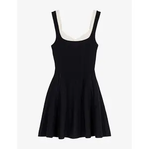 Maje Sleeveless Openwork-trim Knitted Mini Dress - Black