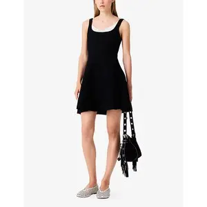 Maje Sleeveless Openwork-trim Knitted Mini Dress