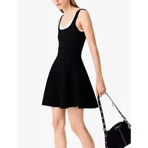 Maje Sleeveless Openwork-trim Knitted Mini Dress