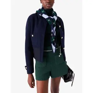 Maje Argyle Printed Wool Triangle Scarf