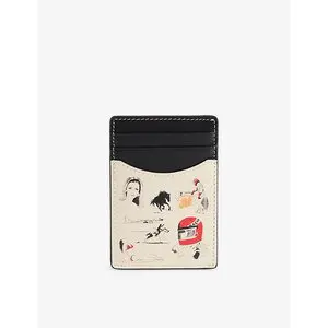 DUKE + DEXTER Graphic-print Leather Card Holder - Black