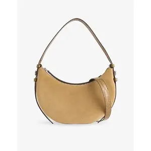 Tory Burch Romy Half Moon Suede Shoulder Bag - Stone
