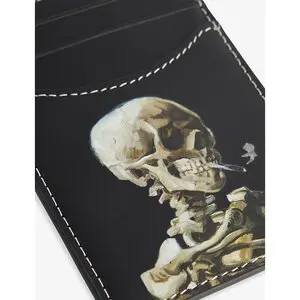 DUKE + DEXTER Skull-print Leather Card Holder