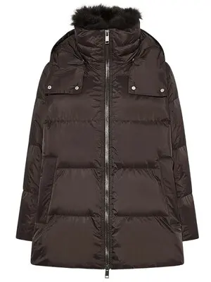 YVES SALOMON Down Jacket With Collar - Brown