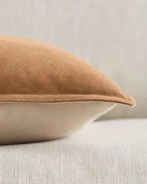 Quince Pieced Suede Pillow Cover - Camel