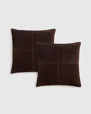 Quince Pieced Suede Pillow Cover Espresso