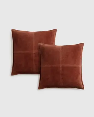 Quince Pieced Suede Pillow Cover - Rust