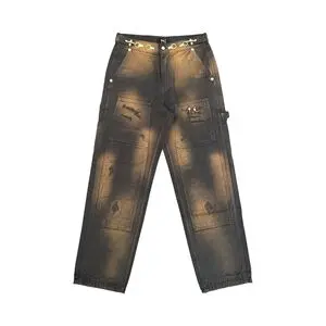 THUG CLUB Two Tone Washed Pants 'rust/black