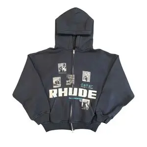 Rhude Winter 91 Rallye Zip-up Hoodie - Black
