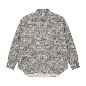 POLAR SKATE CO. Ben Long-sleeve Newspaper Shirt 'light - Grey
