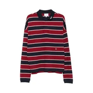 Rhude Fontaine Striped Long-sleeve Polo Shirt 'bordeaux/blue/white - Red