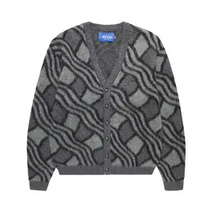 AWAKE NY Wavy Jacquard Cardigan 'charcoal - Grey