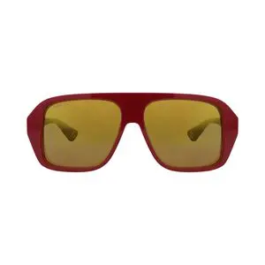 Gucci Aviator-frame Recycled Acetate Sunglasses /gold - Red