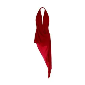 AVENUE 8 Chiffon Mini Draped Dress Chili - Red