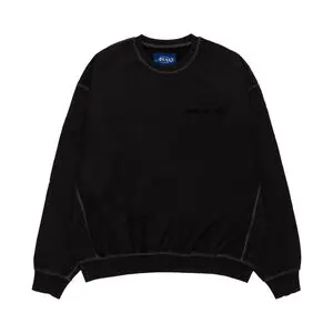 AWAKE NY Pigment Dyed Embroidered Crewneck Sweatshirt - Black