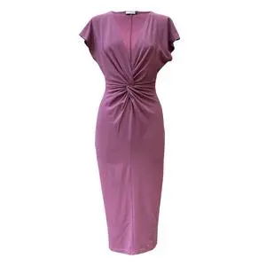 IMAATU Knot Front Deep V-neck Midi Dress - Purple/pink