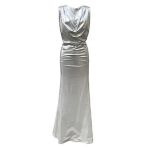 IMAATU Metallic Faux Leather Sculpting Maxi Dress - Silver