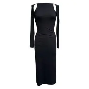 IMAATU Cold-shoulder Cut-out Sculpting Elastic Viscose Midi Dress - Black