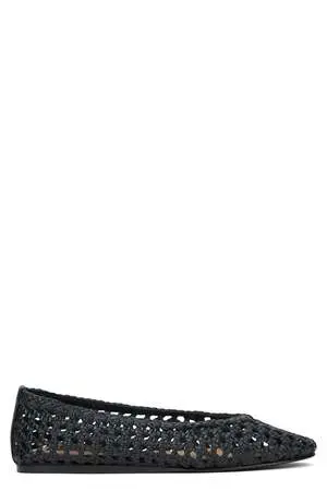 Manebí Woven Leather Ballerina Flats - Black
