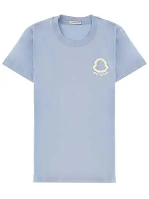 Moncler MONCLER Logo-Embroidered Cotton T-Shirt Azure