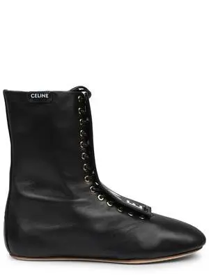 Celine Logo-embossed Lambskin Ankle Boots