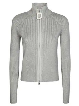 JW Anderson Zip-up Cardigan In Cotton And Cashmere - Grigio