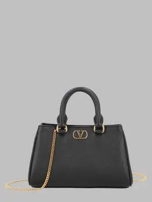 Valentino Garavani Vlogo Signature Mini Leather Handbag 13 X 21 X 7 Cm - Black