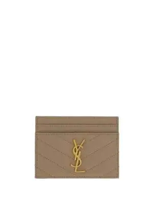 Saint Laurent Saint Laurent Mini Monogram Card Holder Beige