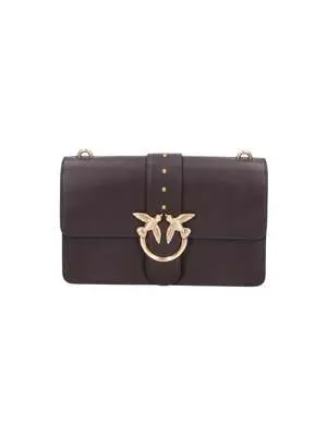 Pinko Leather Flap Shoulder Bag - Brown