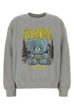 GANNI Organic Cotton Graphic Sweatshirt - Grey