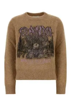 GANNI Brushed Alpaca Teddy Sweater - Camel