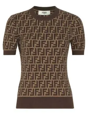 Fendi Stretch Cotton Short Sleeve Sweater
