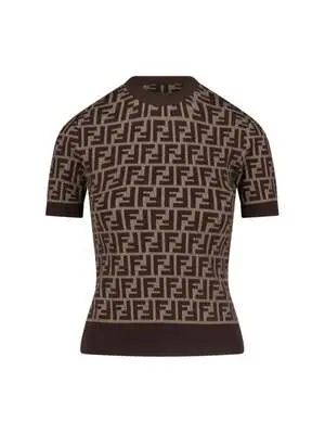 Fendi Stretch Cotton Short Sleeve Sweater