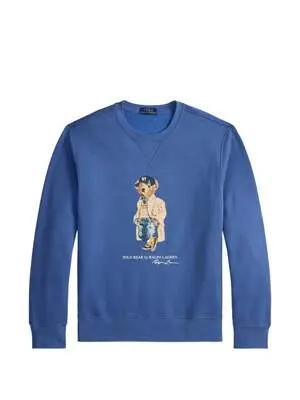 Polo Ralph Lauren POLO RALPH LAUREN Polo Bear Crewneck Rib-Knit V-Inset Sweater Blu