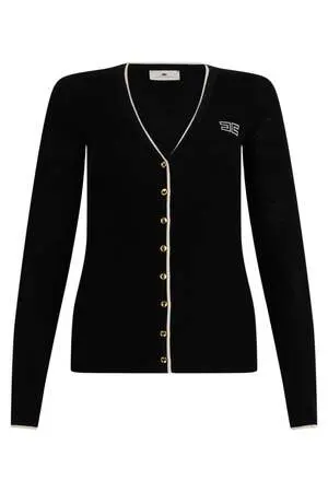 Elisabetta Franchi Wool-blend Button-front Cardigan - Black
