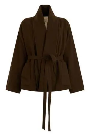 UMA WANG Virgin Wool Cape Jacket With Adjustable Waist Belt