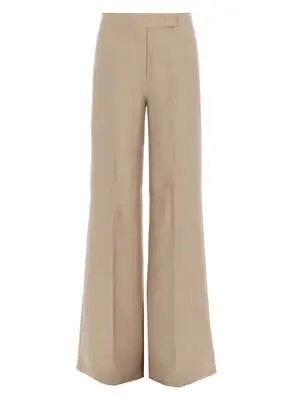 Max Mara Sartoriale Big Wide-leg Linen Trousers - Beige