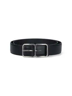 Saint Laurent Leather Belt With Double Buckle - Black