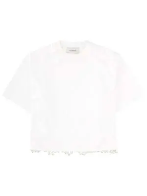 Sportmax Palmas Cotton T-shirt With Pearl Embroidery - White
