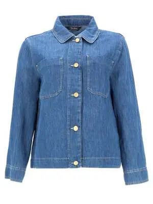 Max Mara Chambray Jacket In Cotton-linen Blend