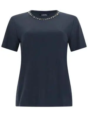 Max Mara Cotton-modal Slogan T-shirt - Blue