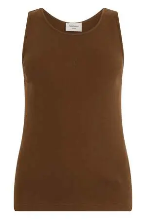 Saint Laurent Ribbed Cotton Sleeveless Top