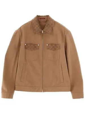 Gucci Cotton Zipper Jacket With Structured Collar - Beige