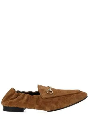 Gucci Gg Loafers With Clasp Detail - Brown