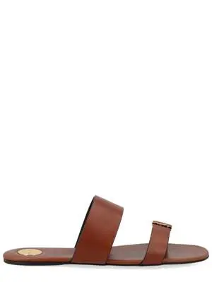 Saint Laurent Babylone Calf Leather Sandals - Brown