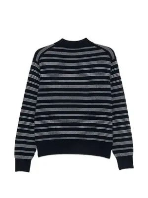 DUNST Wool Blend Striped Polo Shirt - Blue