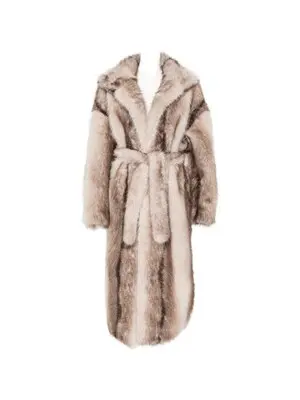 THE FRANKIE SHOP Ravello Faux Fur Long Coat - Grey