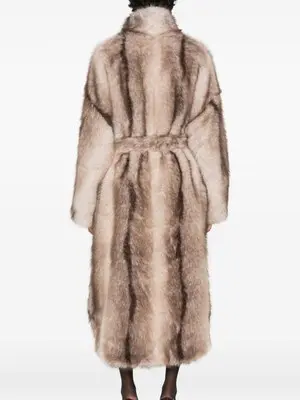 THE FRANKIE SHOP Ravello Faux Fur Long Coat - Grey